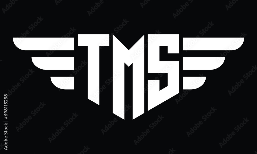 TMS three letter logo, creative wings shape logo design vector template ...