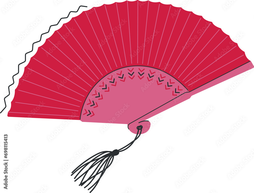 red chinese fan isolated on transparent background. vector illustration ...