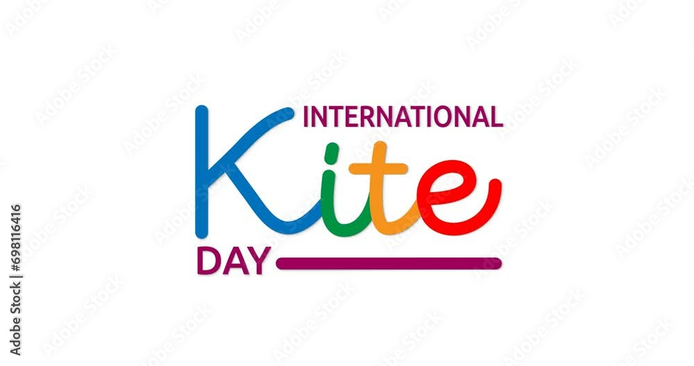 Vidéo Stock International Kite Day text animation. Handwritten ...