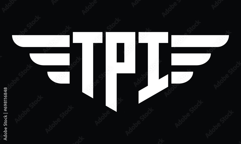 TPI three letter logo, creative wings shape logo design vector template ...