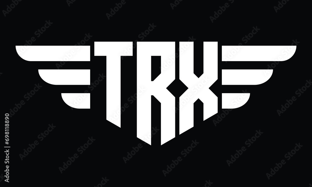 Vecteur Stock TRX three letter logo, creative wings shape logo design ...