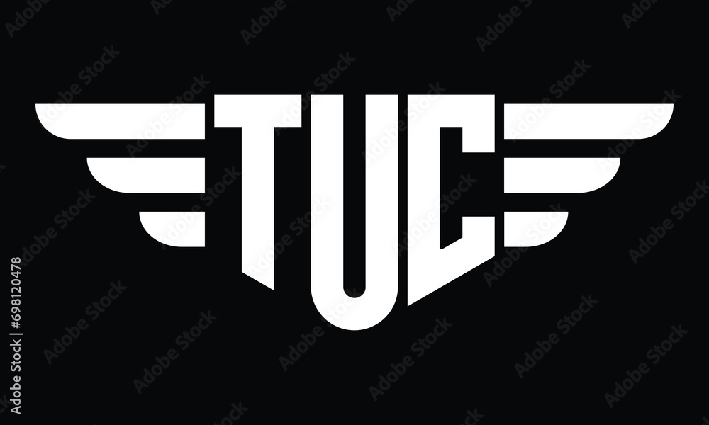 Vecteur Stock TUC three letter logo, creative wings shape logo design ...
