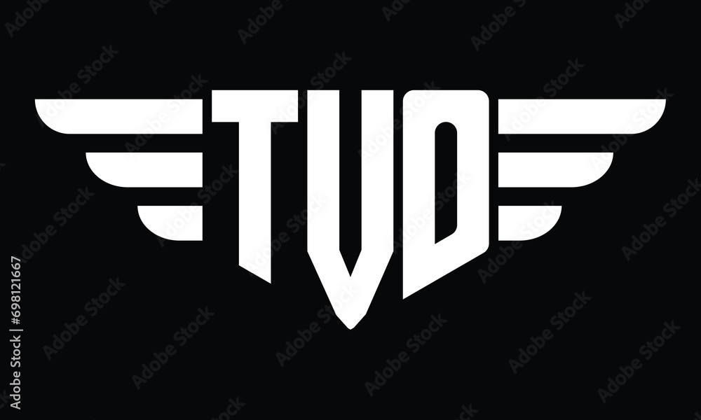 TVO three letter logo, creative wings shape logo design vector template ...