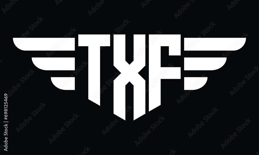 Vecteur Stock TXF three letter logo, creative wings shape logo design vector template. letter ...