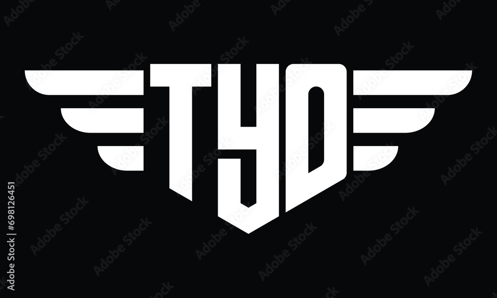TYO three letter logo, creative wings shape logo design vector template ...