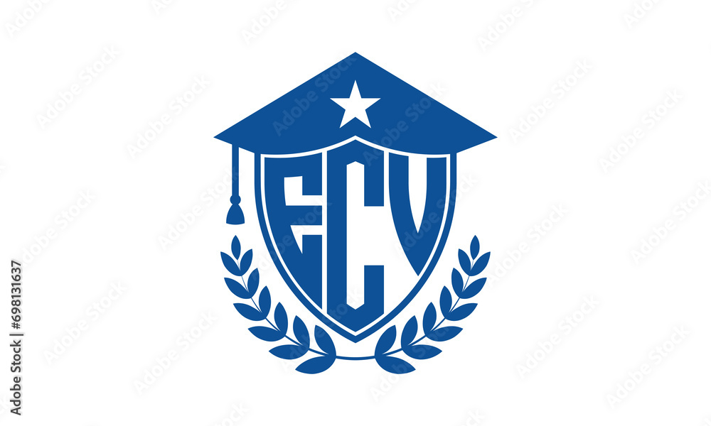 ECV three letter iconic academic logo design vector template. monogram ...