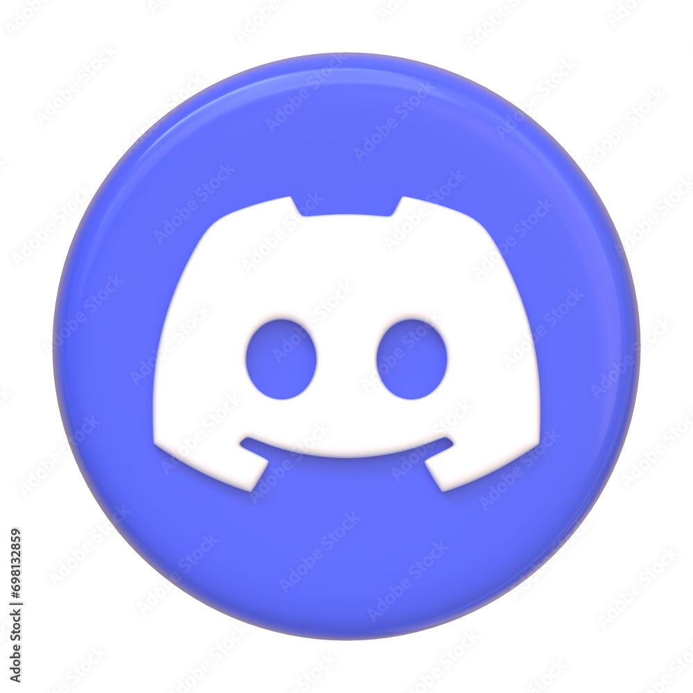 Purple volumetric Discord icon isolated on white background. Social ...
