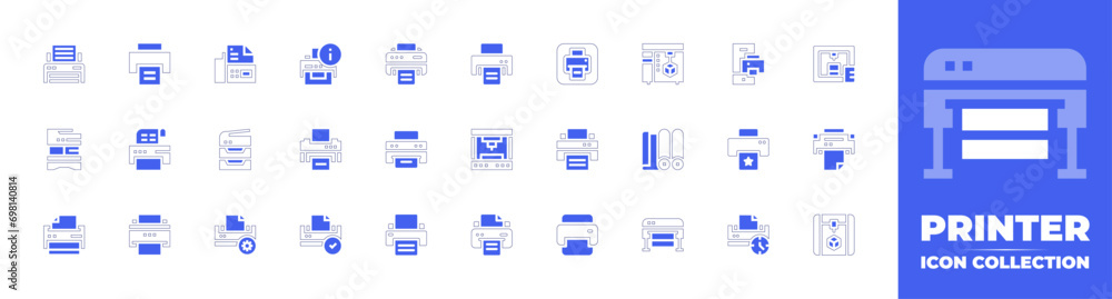 Printer icon collection. Duotone color. Vector and transparent ...