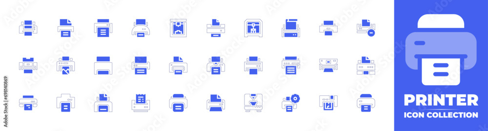Printer icon collection. Duotone color. Vector and transparent ...