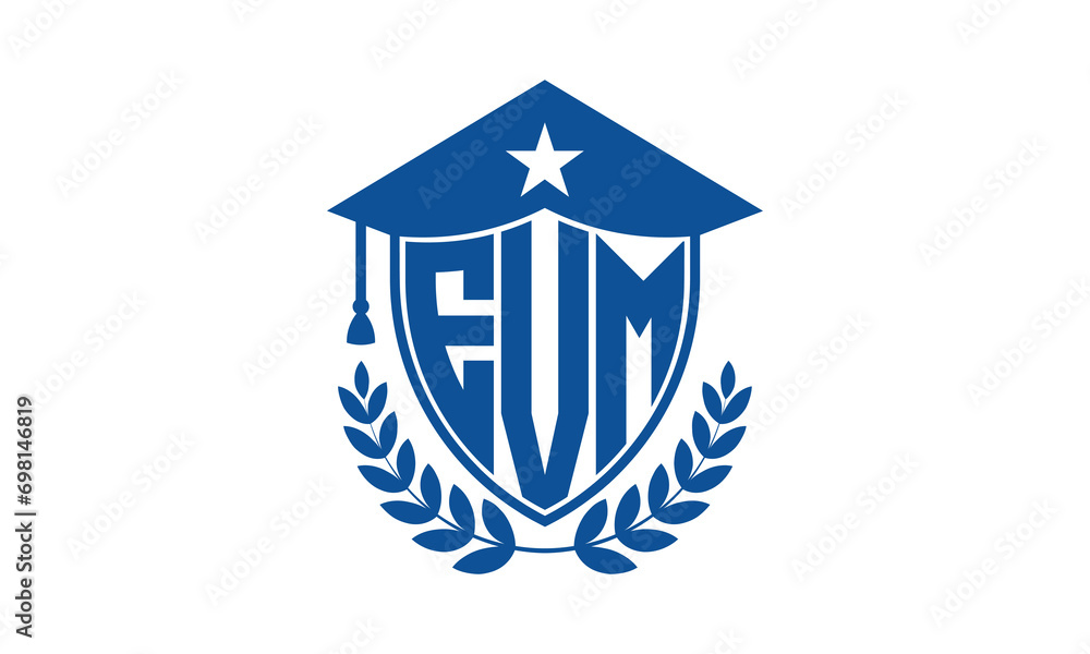 EVM three letter iconic academic logo design vector template. monogram ...