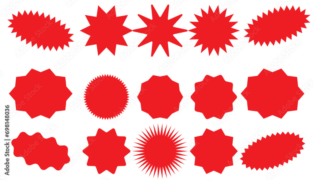 Set of vector starburst, sunburst badges. Nine different color. Simple ...