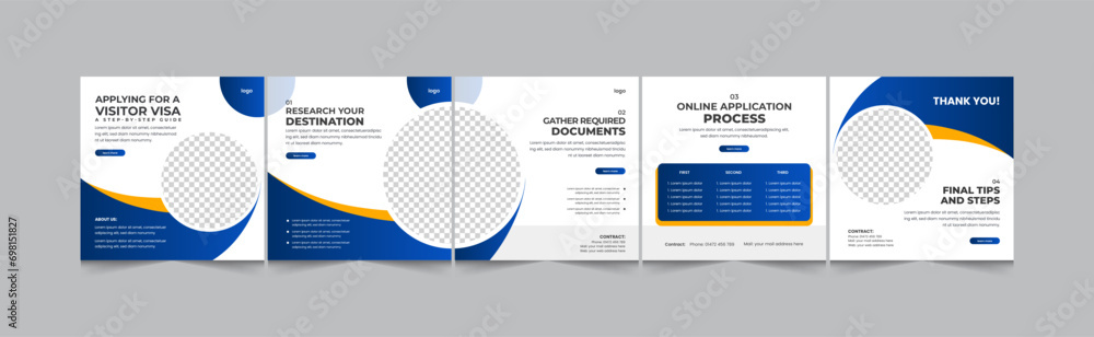 How to apply for a visit visa social media carousel template, travel ...