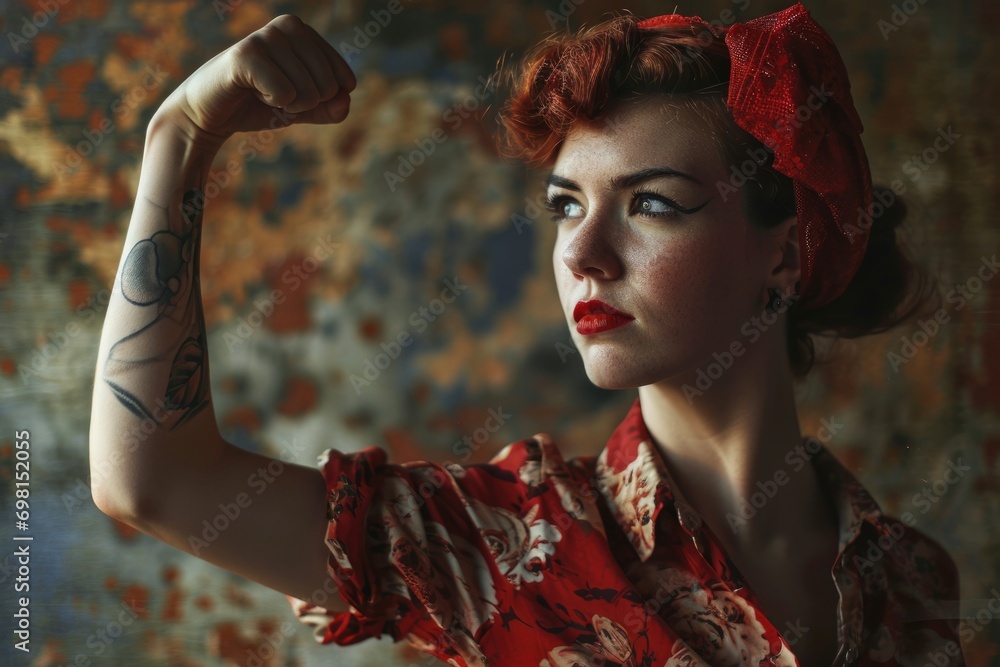 Strong powerful feminist woman. We can do it! Woman's fist as symbol of ...