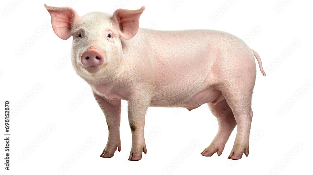 Pig standing side view. Isolated on white background Stock Photo ...