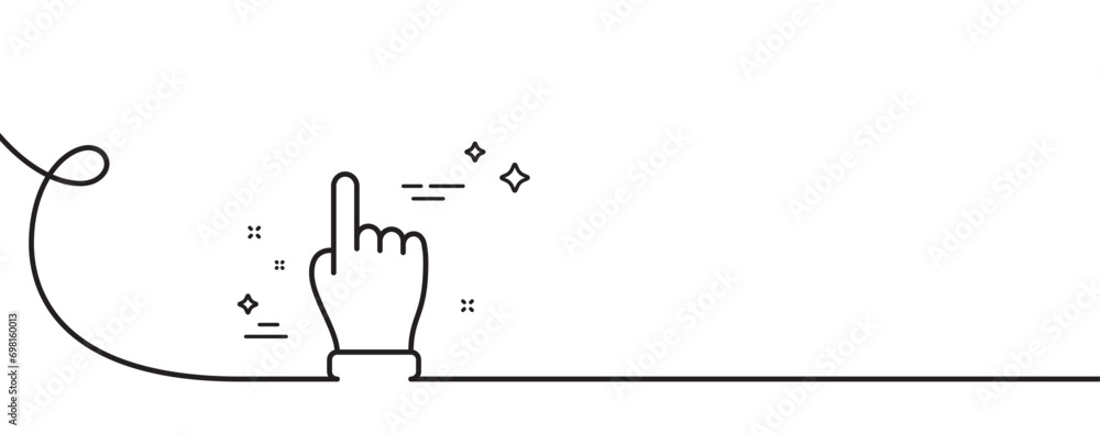 Click hand line icon. Continuous one line with curl. One finger palm ...