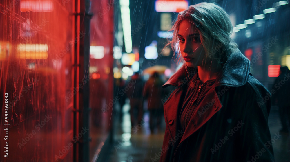 Neon Tears: Rainy Cyberpunk Streets Awakened, Generative AI Stock ...