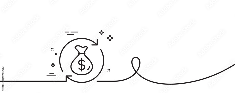 Change money line icon. Continuous one line with curl. Currency ...