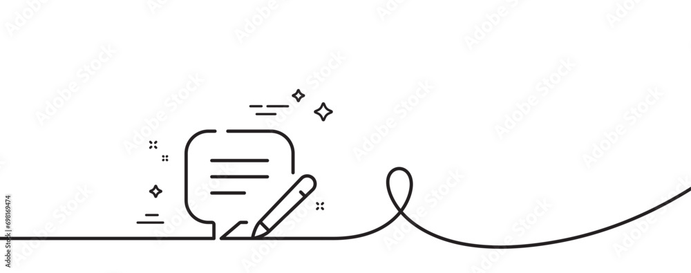 Write line icon. Continuous one line with curl. Edit email message sign ...