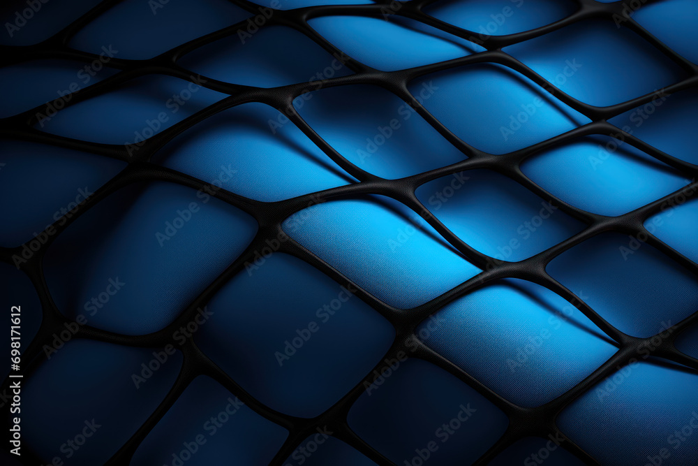 black mesh net texture on blue background. Fishnet design Stock ...