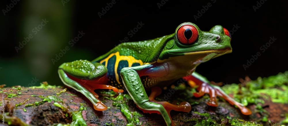 Costa Rican treefrog species, Agalychnis saltator, with red eyes. Stock ...
