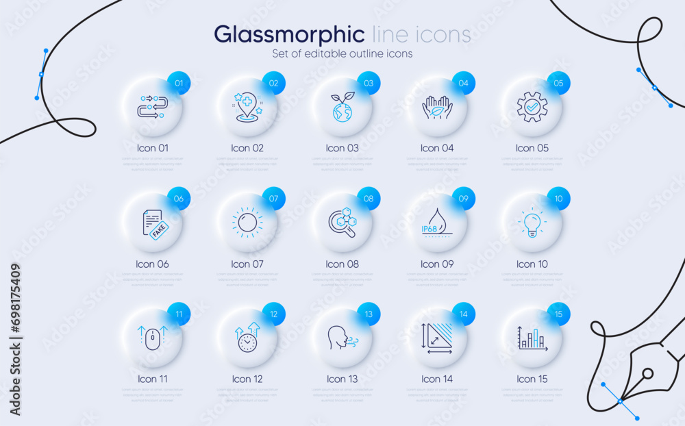 Set of Light bulb, Fake news and Time management line icons for web app ...