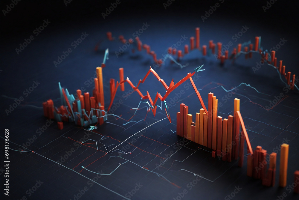 Illustrate the upward trend of stock finance through graphs and arrows ...
