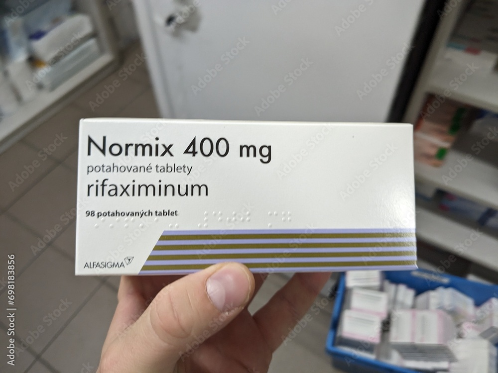 Prague, Czech Republic - July 10 2024: Normix box of medication with ...