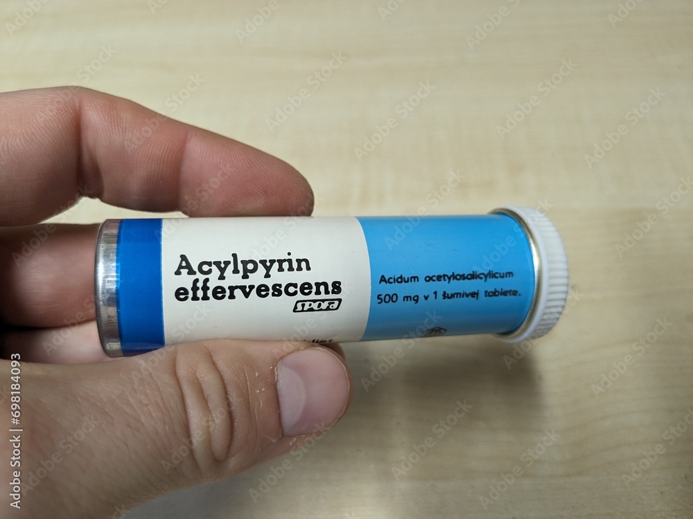 Prague, Czech Republic - July 10 2024: ACYLPYRIN SPOFA box of ...