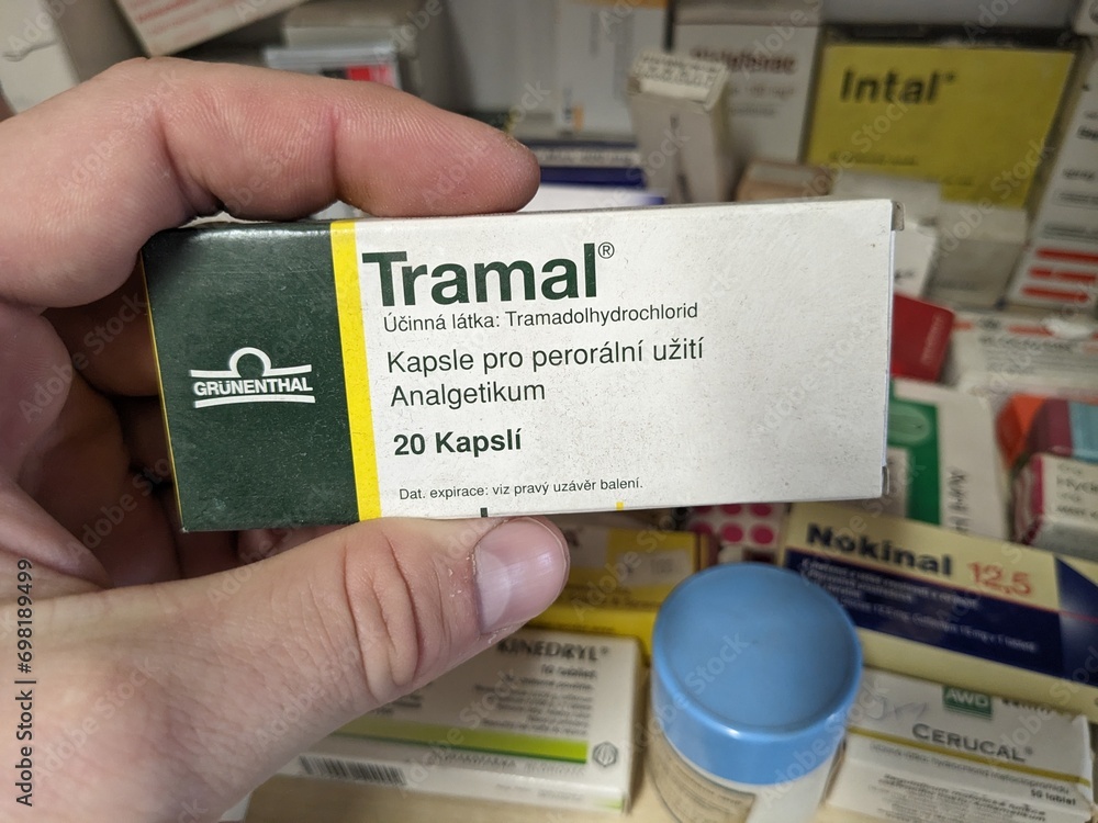 Prague,Czech republic-December 1 2023: TRAMAL pain killer medication ...