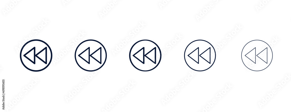 rewind symbol outline icon. Black, bold, regular, thin, light icon from ...