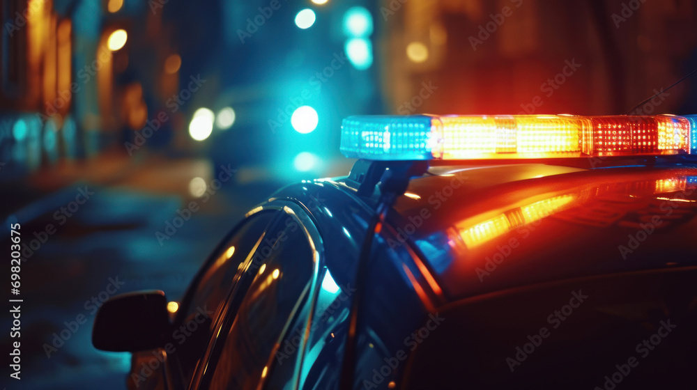 Strobe lights of police car at night Stock Photo | Adobe Stock
