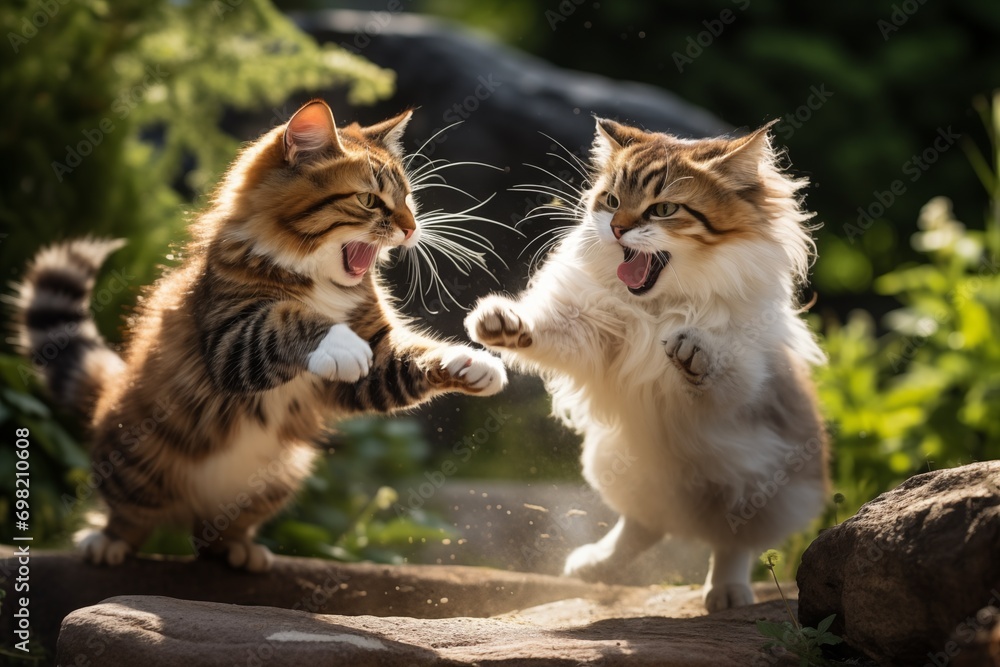 Cats fighting each other Stock Photo | Adobe Stock