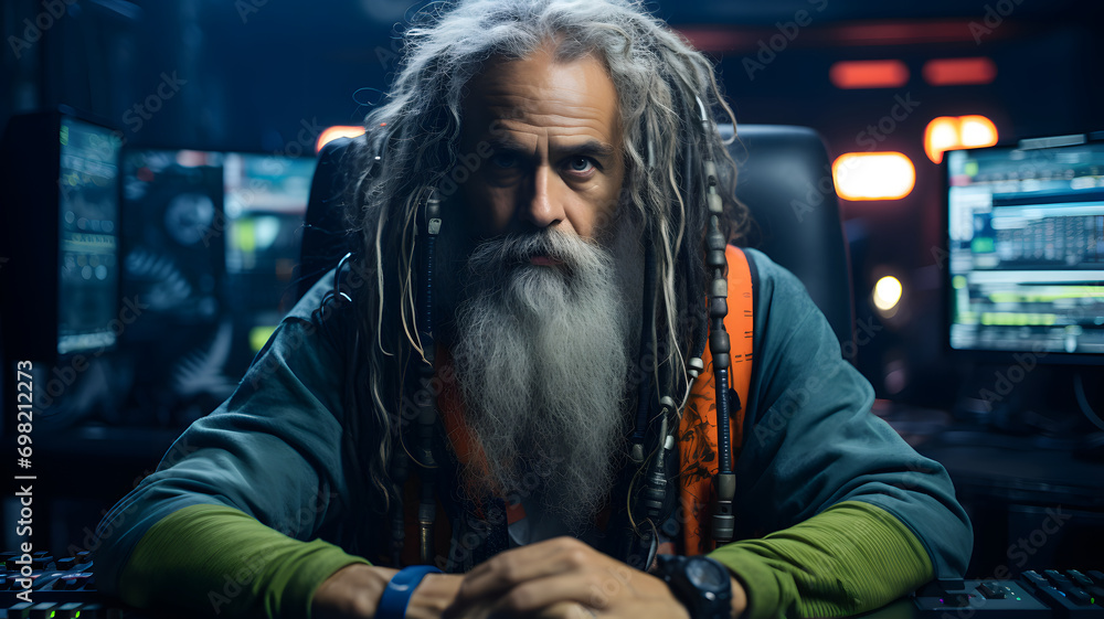 Mature male Caucasian face mafia boss portrait, male leader of gangster ...