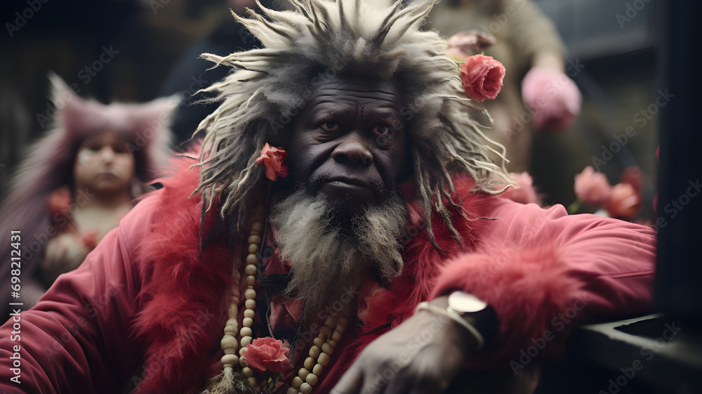 Mature male afro american face mafia boss portrait, male leader of ...