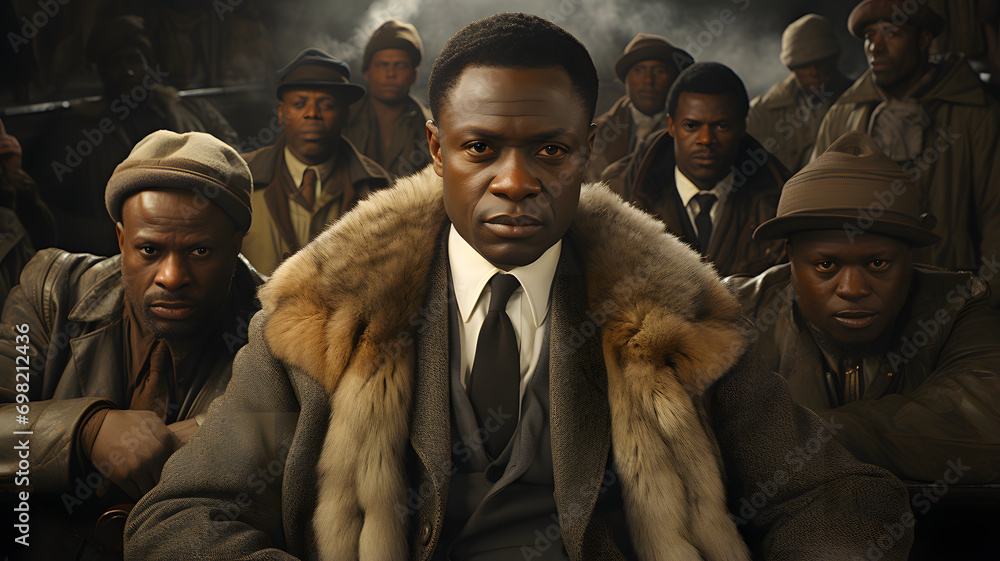 Mature male afro american face mafia boss portrait, male leader of ...