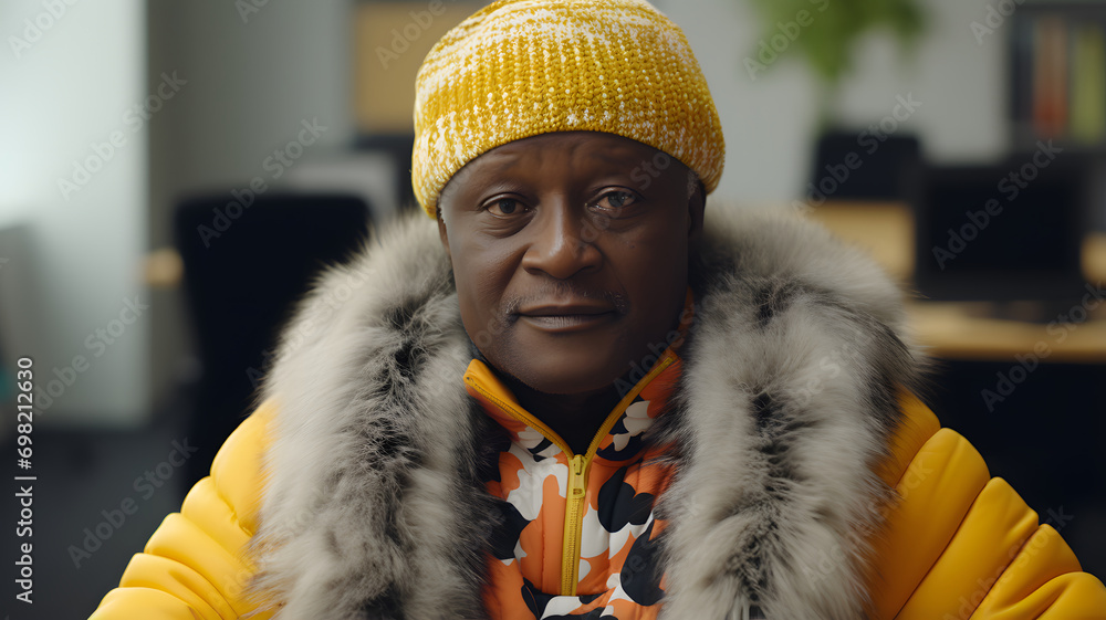 Mature male afro american face mafia boss portrait, male leader of ...