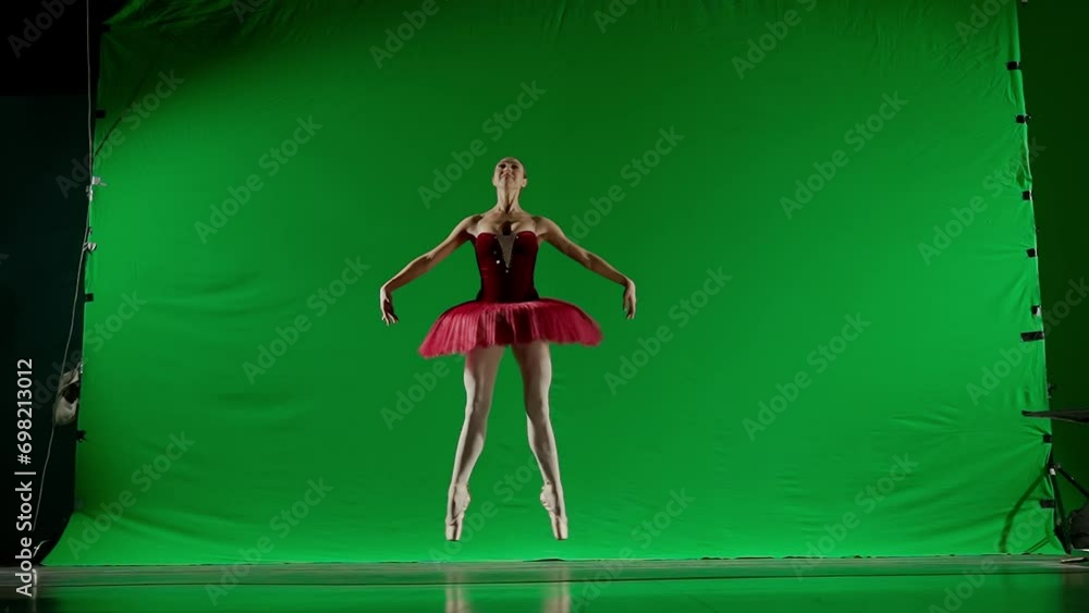 Portrait of female on chroma key green screen background. Full body ...