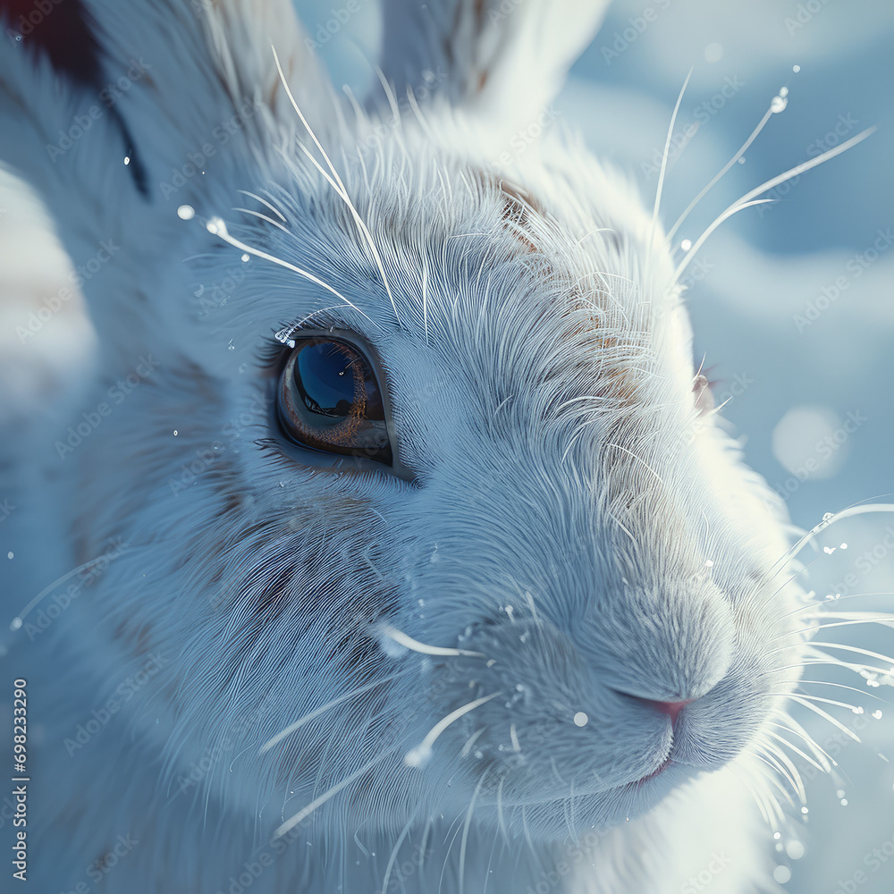Adorable Snowy Rabbit with Big Eyes in a Magical Winter Wonderland ...