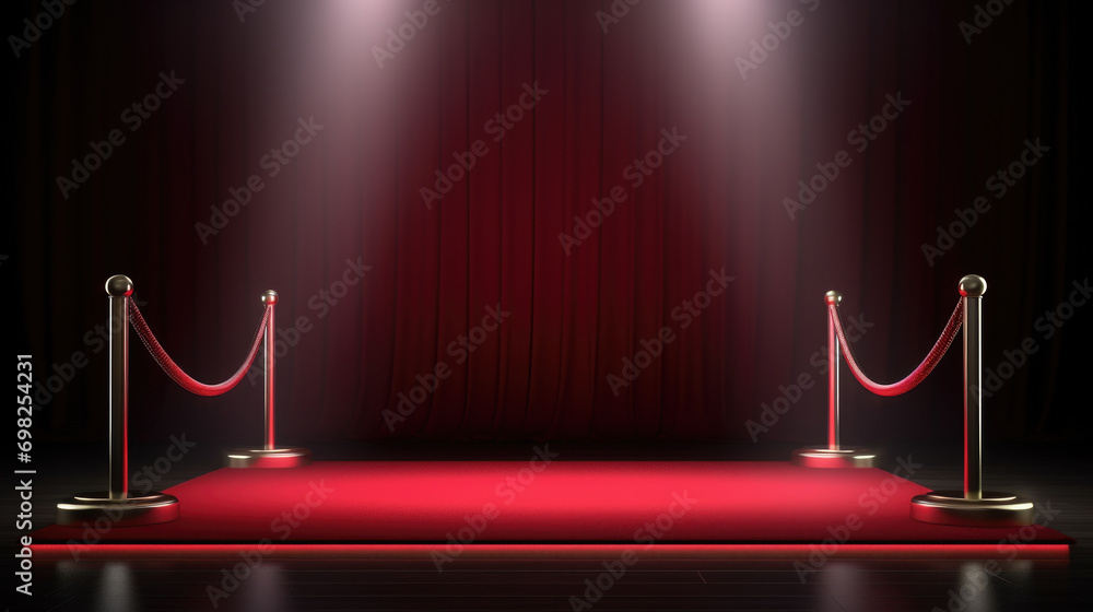 Stage set up with red carpet and red rope barrier. Perfect for ...