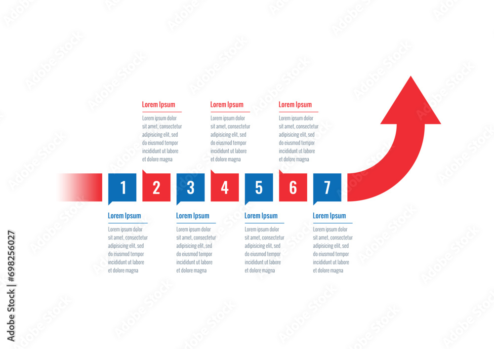 red arrow up infographic template. seven steps infographic template ...