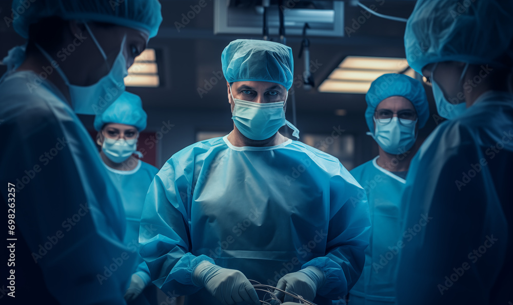 The medical team of surgeons in the hospital doing minimal invasive ...