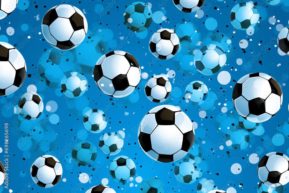 Soccer ball background illustration, soccer balls in front of a blue ...