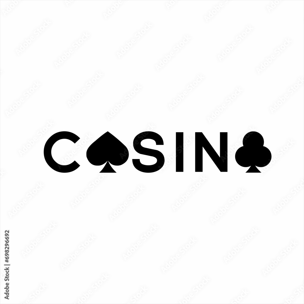 Casino word logo design with ace of spade, ace clover symbols on ...