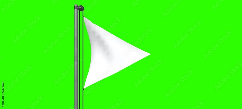 triangle white flag with pole,triangle white flag waving green screen ...