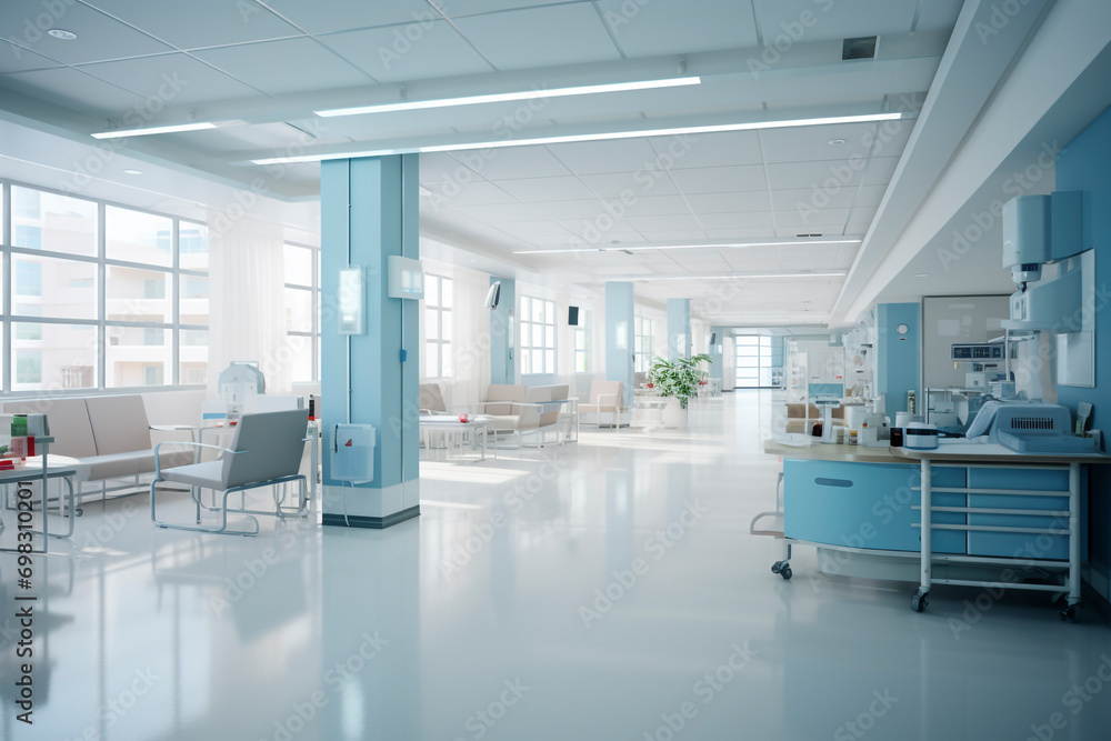Empty white clean and pristine hospital background. Abstract clinic ...