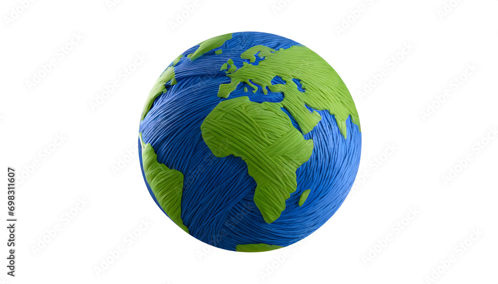 Planet Earth made from fabric and yarn, globe, homemade style, homemade ...