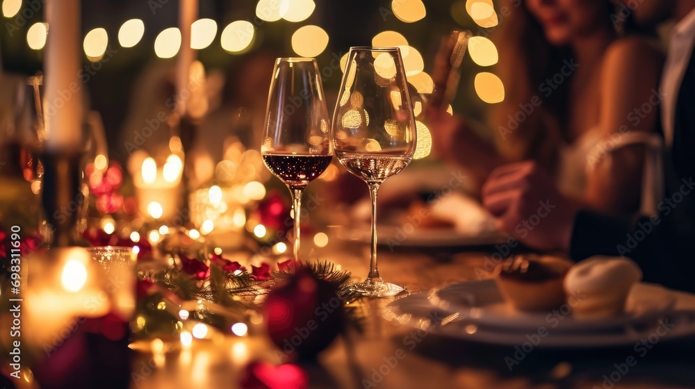 Romantic restaurant valentine day dinner wallpaper background Stock ...