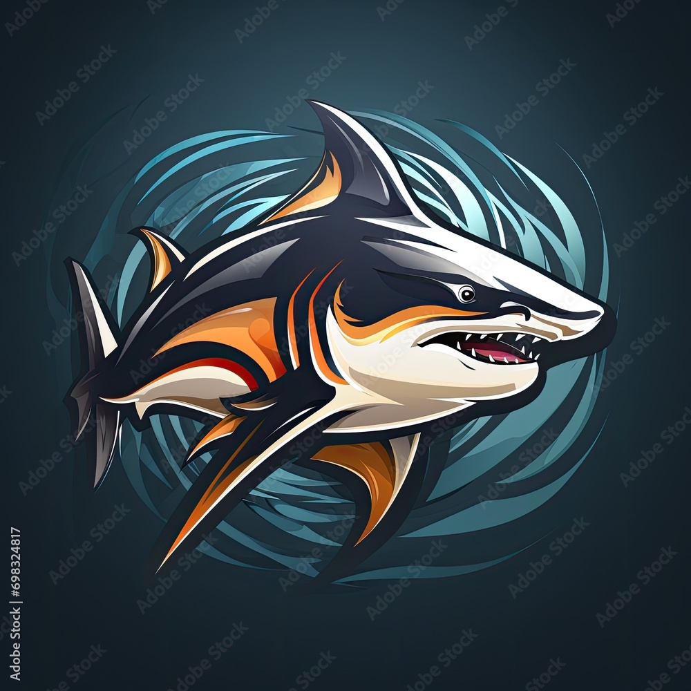 Shark logo. Great white shark print. Beware of sharks banner. Shark ...