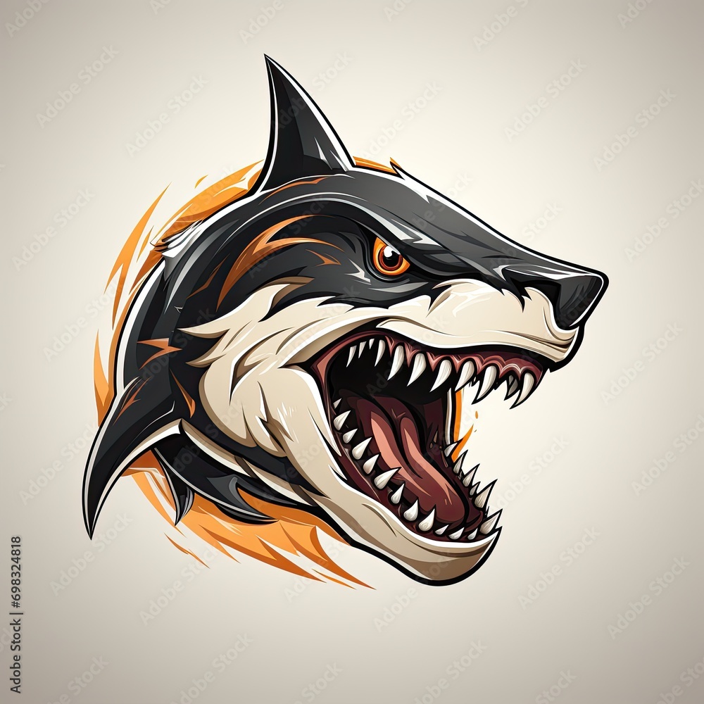 Shark logo. Great black shark print. Beware of sharks banner. Shark ...