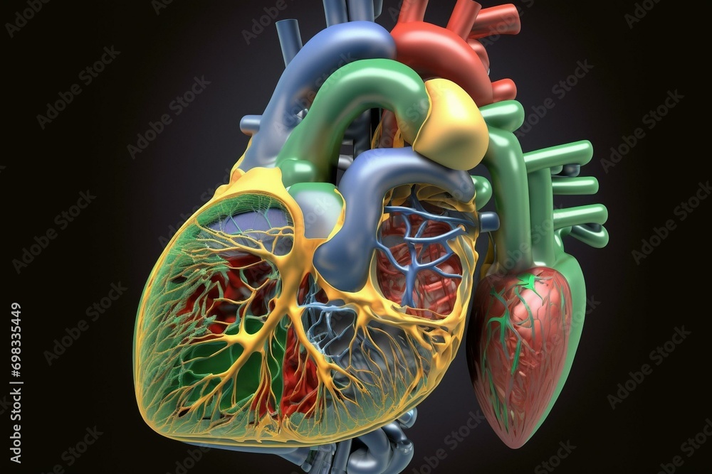Disorder causing heart muscle failure; Healthy heart anatomy with ...